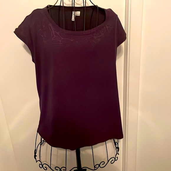 Elle | Tops | Dark Purple Short Sleeve Blouse Great For Wearing To The ...